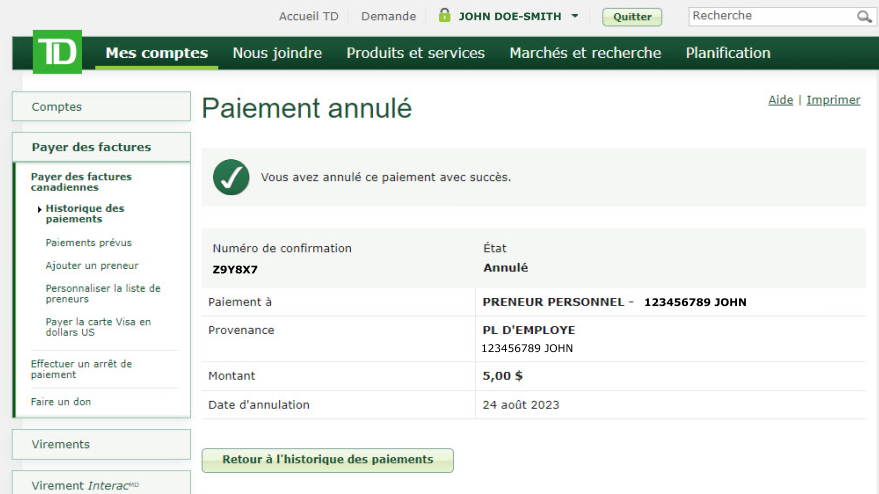 Comment consulter et annuler des paiements dans BanqueNet | TD Canada Trust